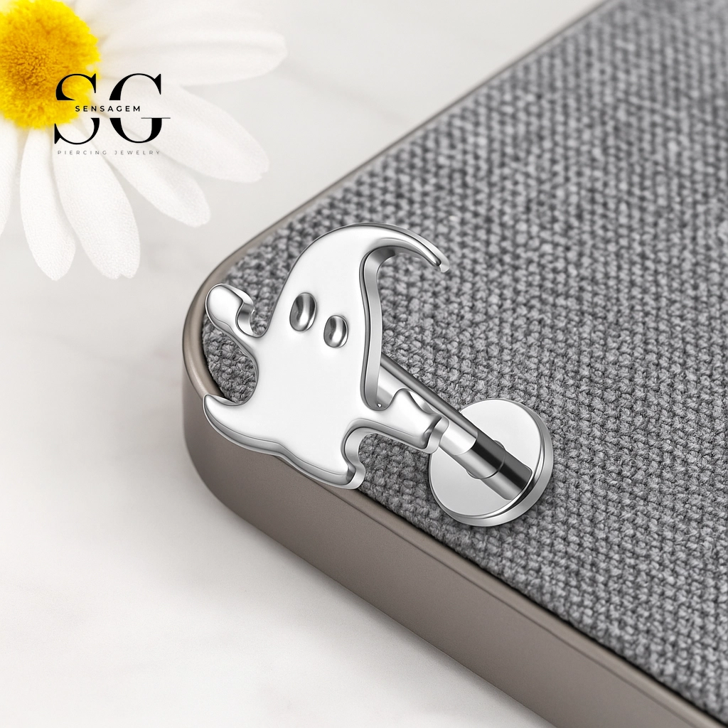 SG4279 Ghost Labret Piercing Stud in Titanium | G23 Certified